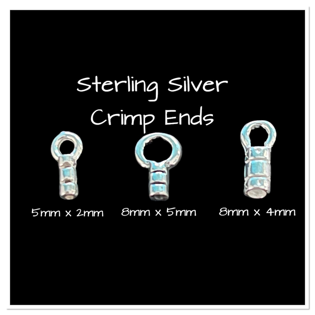 Crimp End W/loop, 1 PAIR, Chain End, Cord End, Sterling Silver, Crimp ...