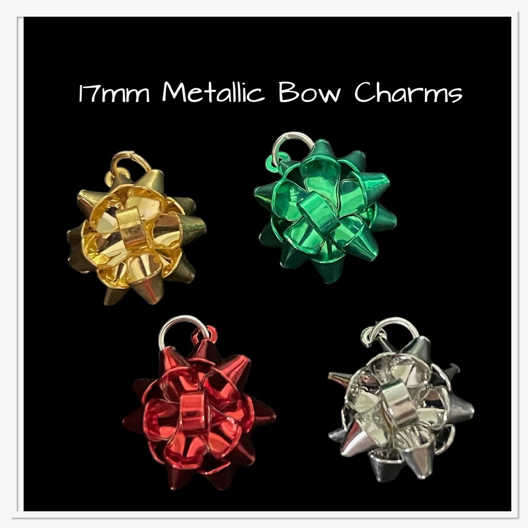 Bow Charm, Little Bows, Small Metallic Bows, Bow Pendant, Earring ...