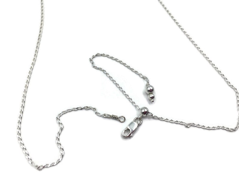 Adjustable Sterling Silver Curb Chain Necklace: 24" Slider Bead - Etsy