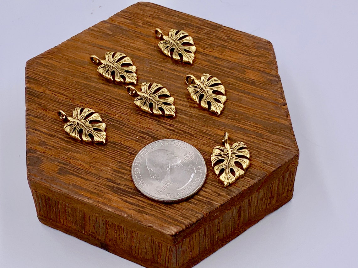 Monstera Leaf Charm Pewter Monstera Leaf Charm Antique Gold - Etsy