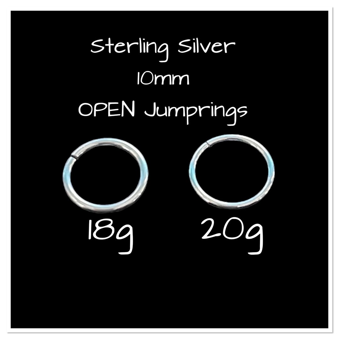Sterling Silver 10mm OPEN Jump Rings, 10mm 18 Gauge Jumpring, 10mm 20 ...