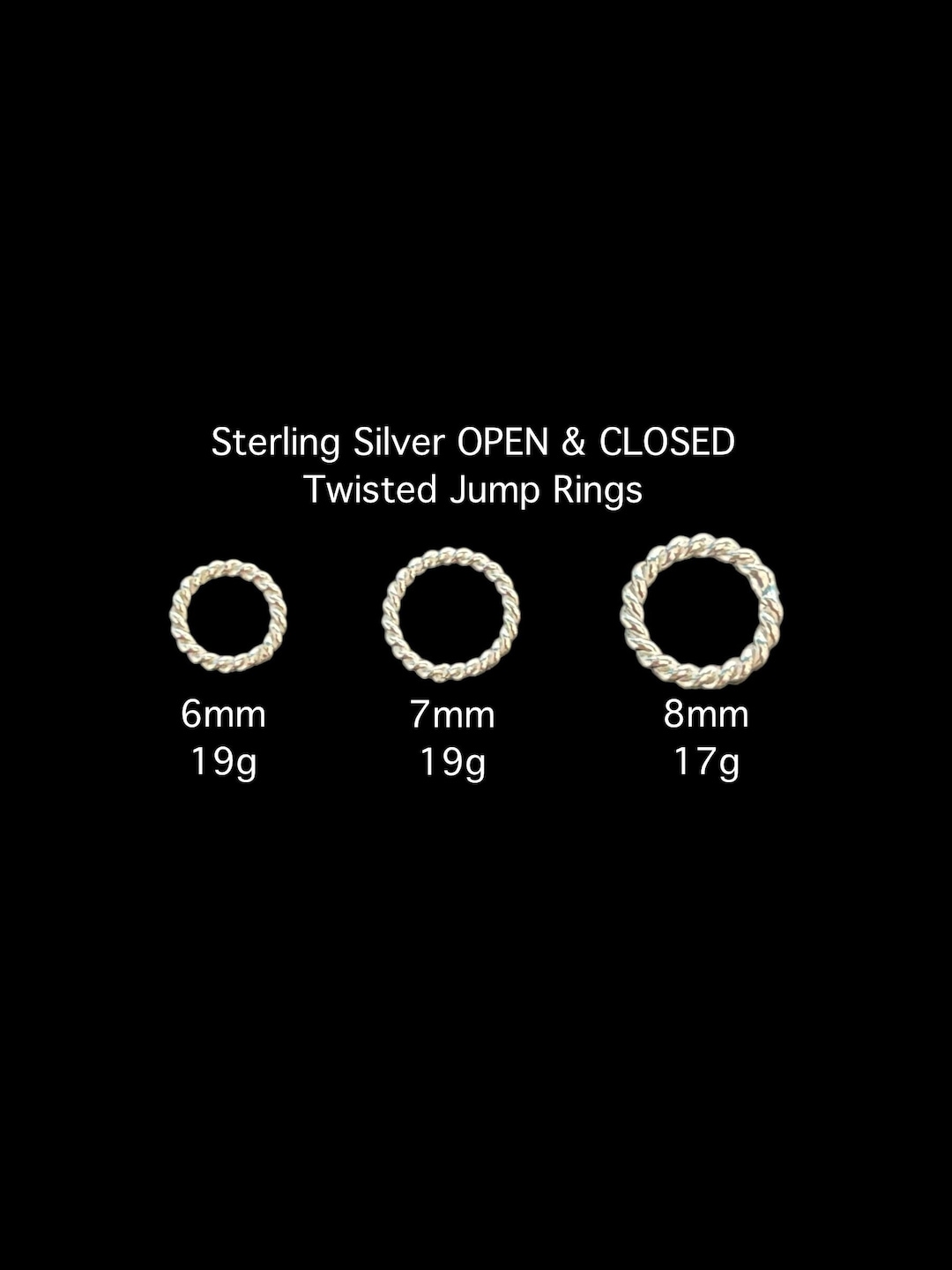 Sterling Silver Twisted Jump Rings: Open or Closed, Jewelry Making (2 ...