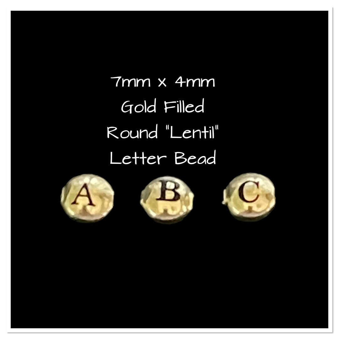 Gold Filled Double Sided Letter Bead, Initial Bead, Lentil Letter Bead ...