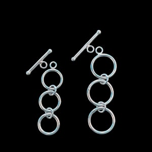 9mm or 12mm Round Toggle Clasp With 3 Ring Extender, Sterling Silver ...