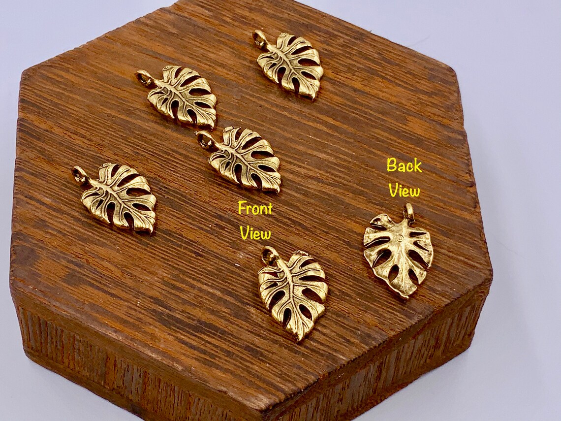 Monstera Leaf Charm Pewter Monstera Leaf Charm Antique Gold - Etsy