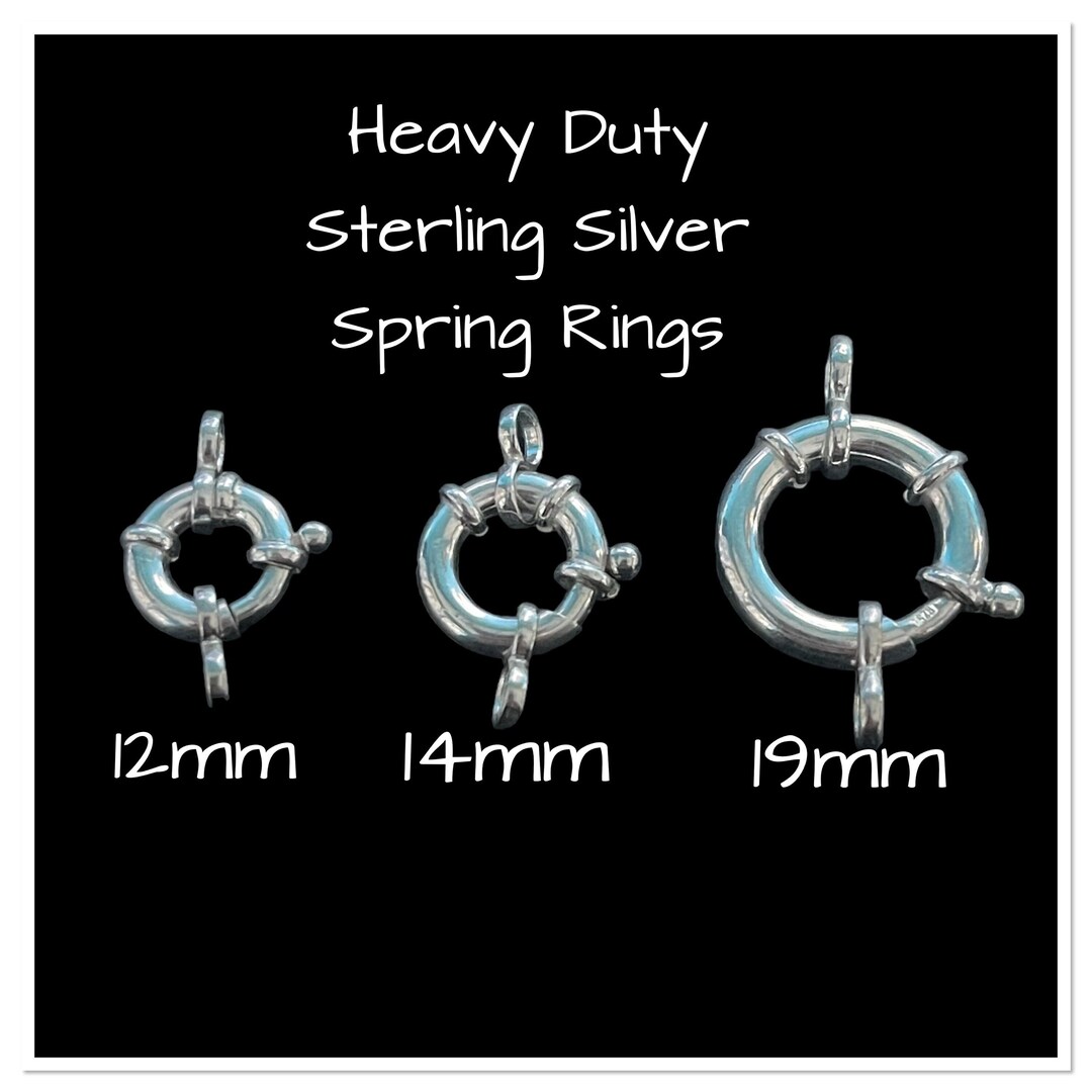 Heavy Duty Sterling Silver Spring Ring, Spring Ring Clasp, 12mm, 14mm ...