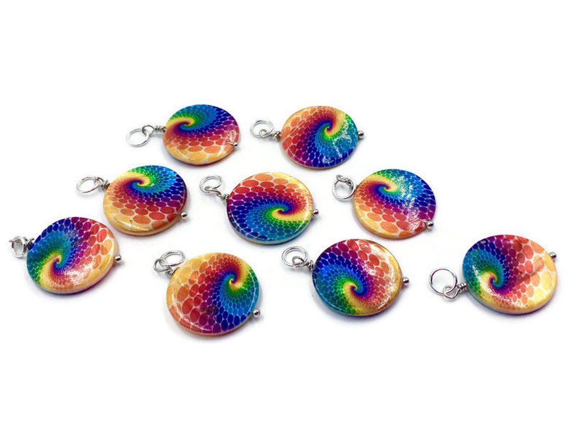 Tie Dye Charm Tie Dye Disc Charm Earring Dangle Charm for - Etsy