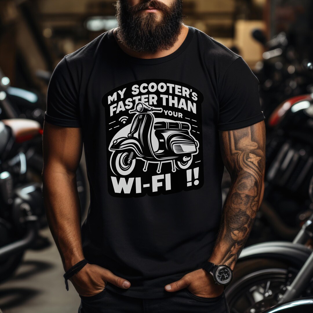 Retro Scooterist Tee, Vintage Scooter Lover Shirt, My Scooter's Faster ...