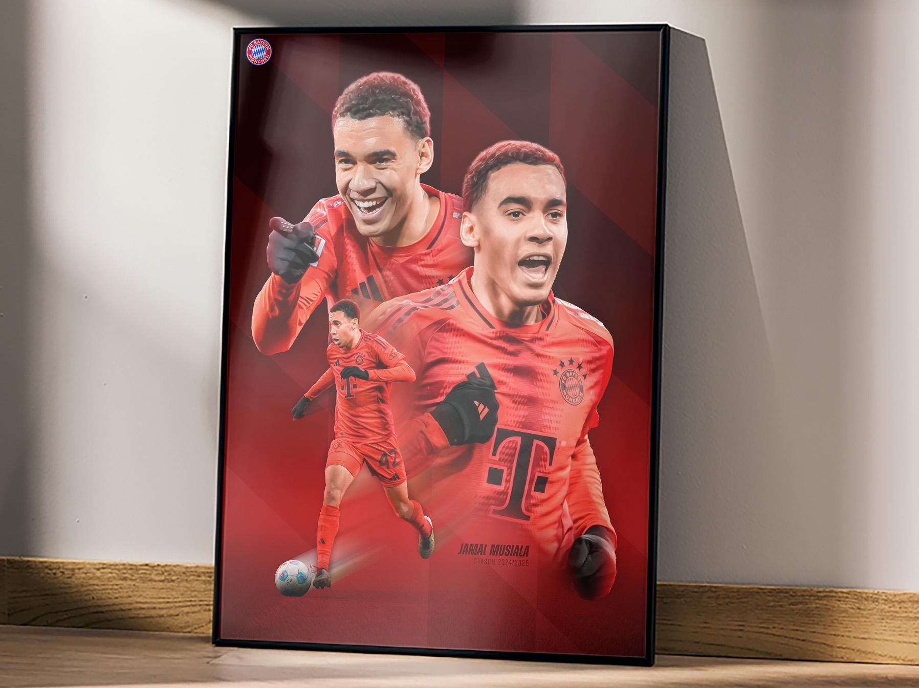 Jamal Musiala Poster, 2024/2025, FC Bayern Munich Player Digital Poster ...