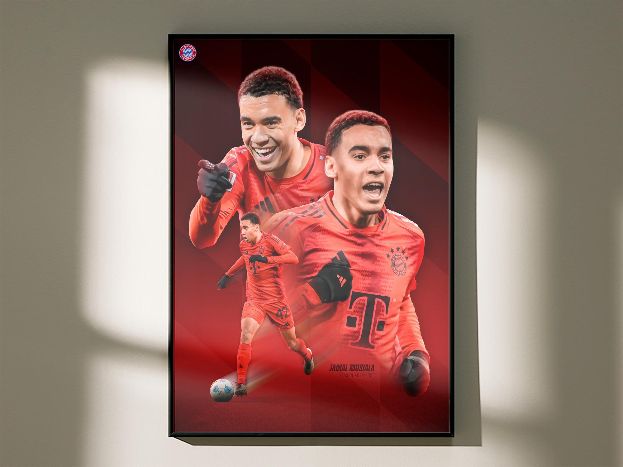 Jamal Musiala Poster, 2024/2025, FC Bayern Munich Player Digital Poster ...