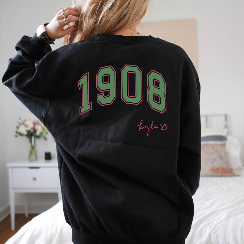 1908 Shirt, Custom Sorority Shirt, Pink and Green Shirt, Greek Life ...
