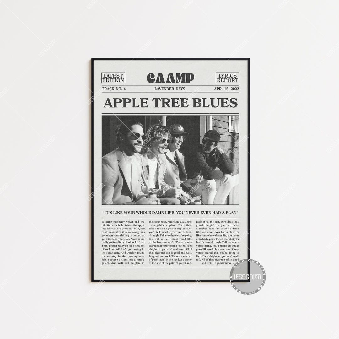 Caamp Newspaper Print, Apple Tree Blues Poster, Apple Tree Blues Lyrics ...