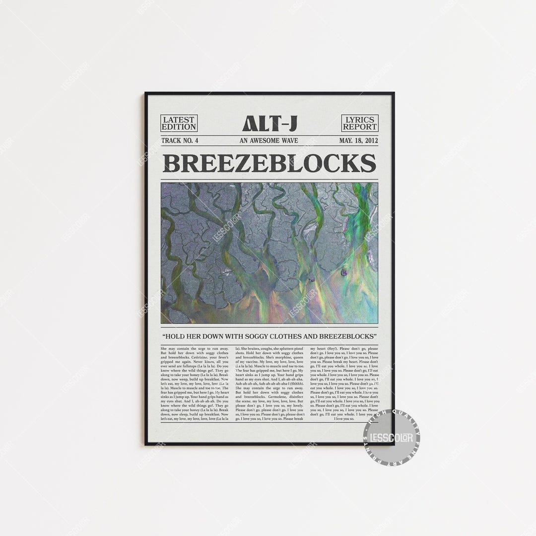 Alt-j Retro Newspaper Print, Breezeblocks Poster, Breezeblocks Lyrics ...