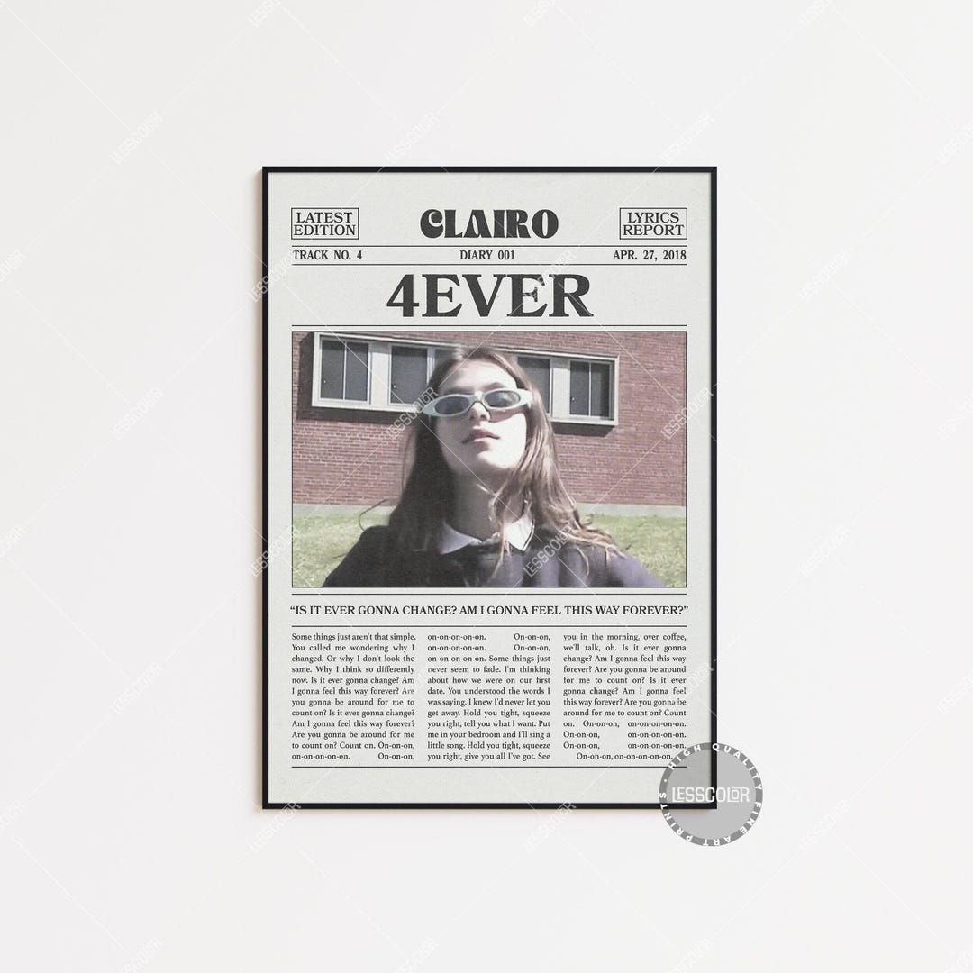 Clairo Retro Newspaper Print, 4EVER Poster, 4EVER Lyric Print, Clairo ...