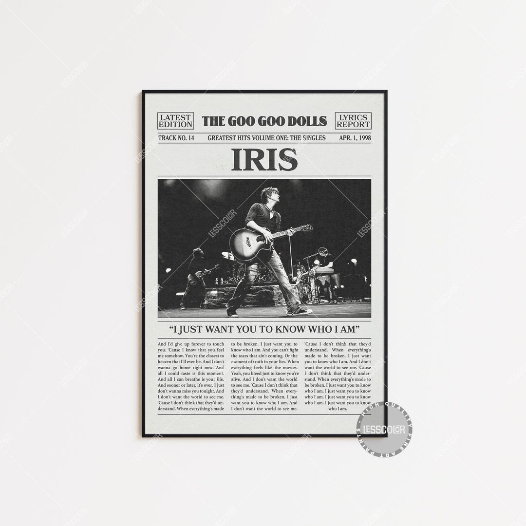 Goo Goo Dolls Retro Newspaper Print, Iris Poster, Lyric Print, City of ...