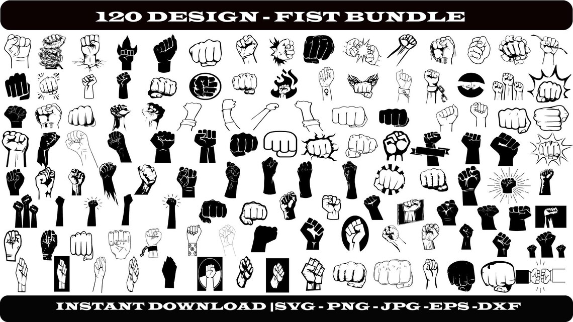 Fist Svg Bundle,fist Png Bundle,fist Clipart, Fist Silhoutte, Fist Svg ...