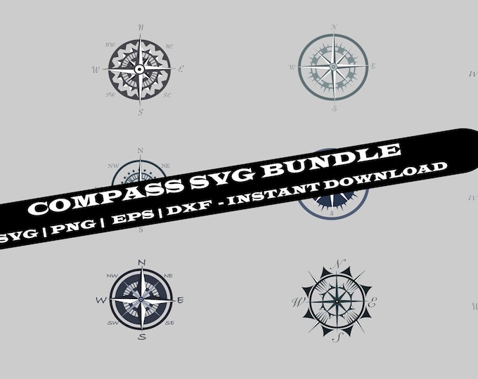 Compass SVG Bundle: Silhouette Clipart, Vector Cut Files - Etsy Canada