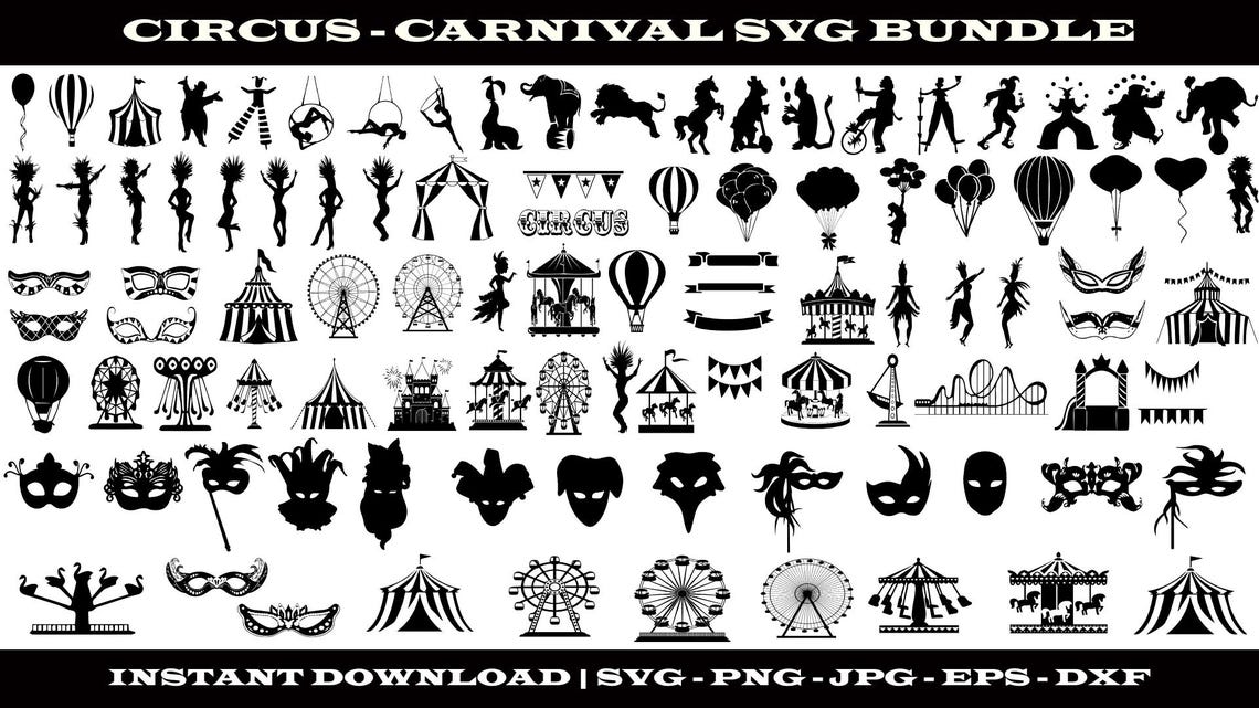 Circus SVG Bundle: Carnival Clipart, Cut Files (instant Download) - Etsy