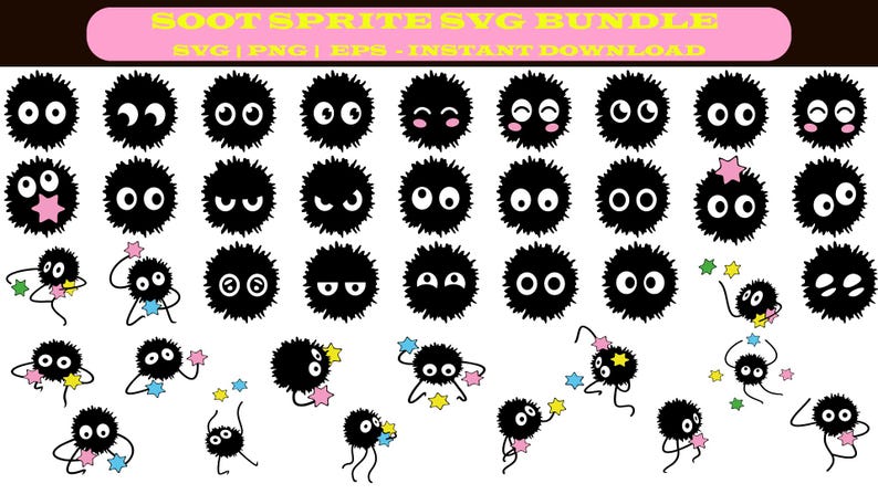 Soot Sprite SVG Bundle: Anime Cut Files (PNG, EPS) - Etsy
