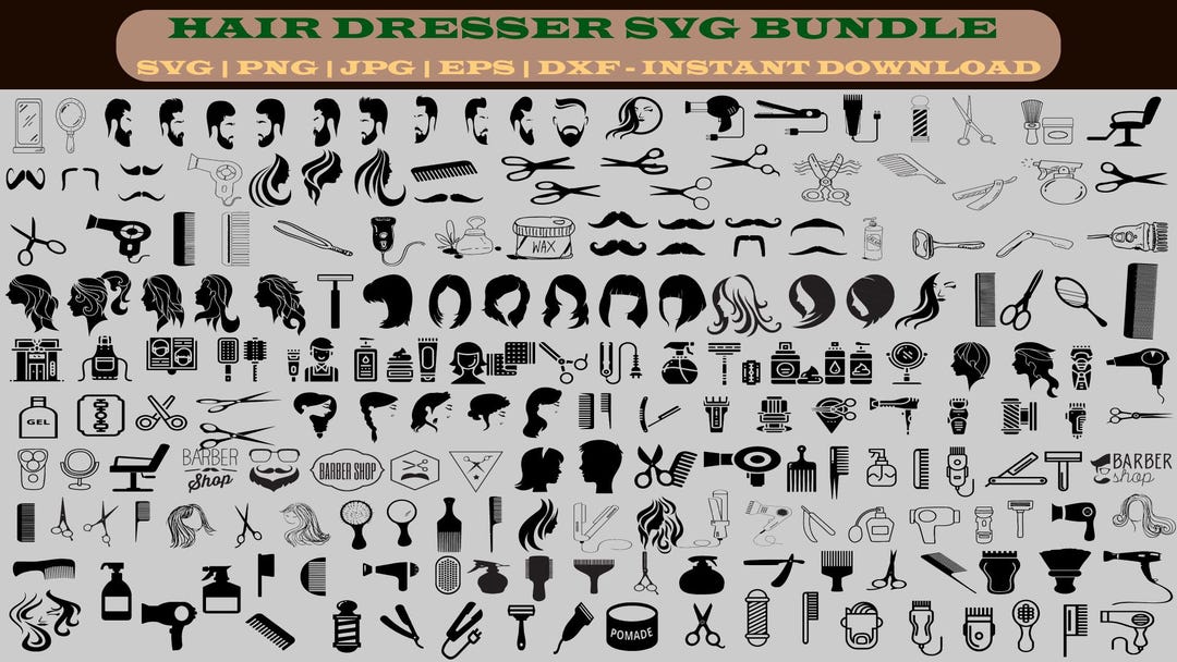 Hairdresser SVG Cut Files: Hair Salon Tools Clipart (digital Download ...