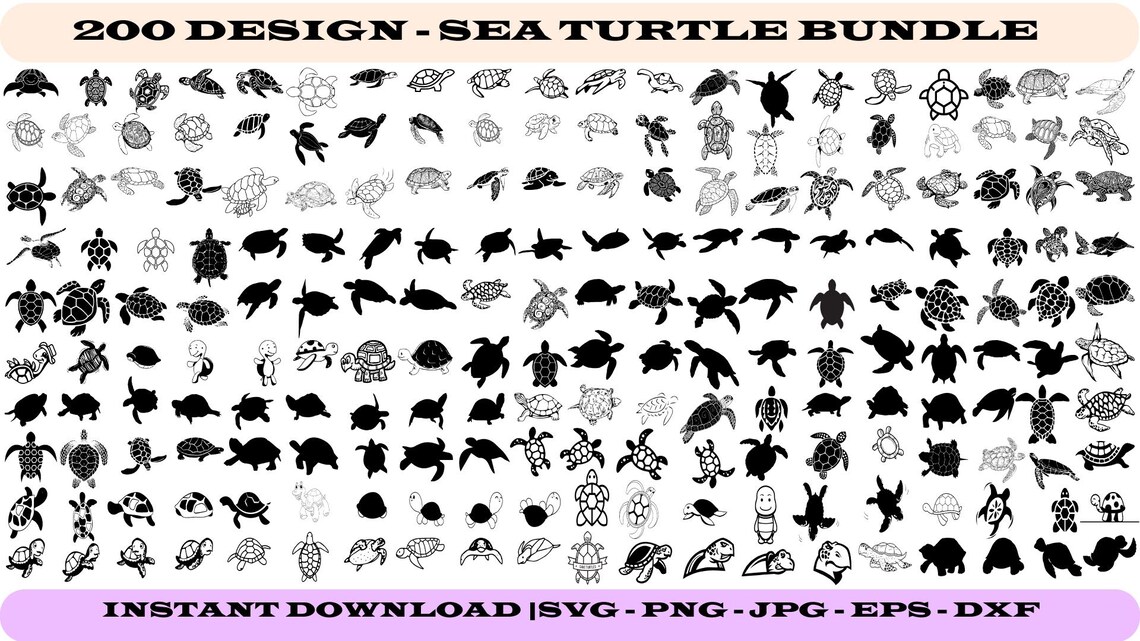 Sea Turtle SVG Bundle: 200 Designs Clipart (instant Download) - Etsy