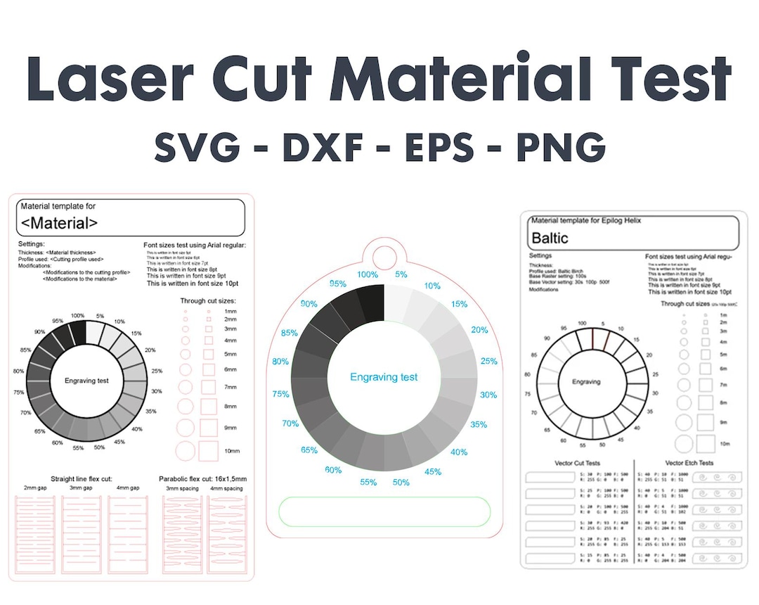 Laser Cut Material Test Template (svg, Dxf, Eps, Png) (digital Download ...