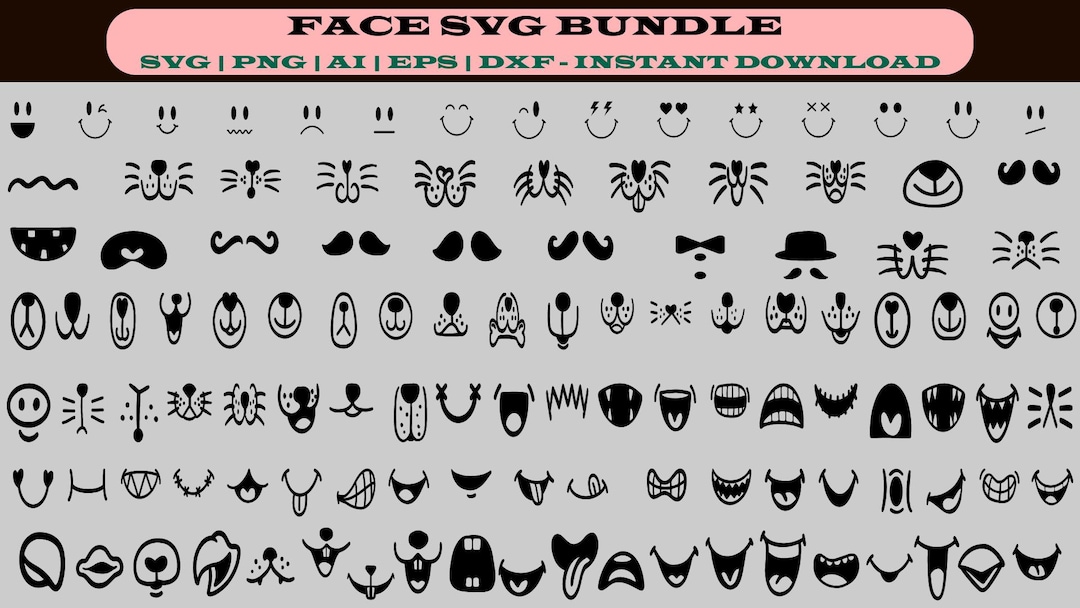 Cartoon Emotion Faces SVG Bundle: Funny Clipart (instant Download) - Etsy