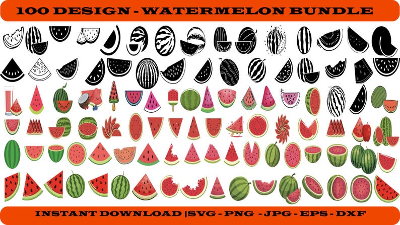 Watermelon SVG Bundle: 100+ Designs (digital Download) - Etsy
