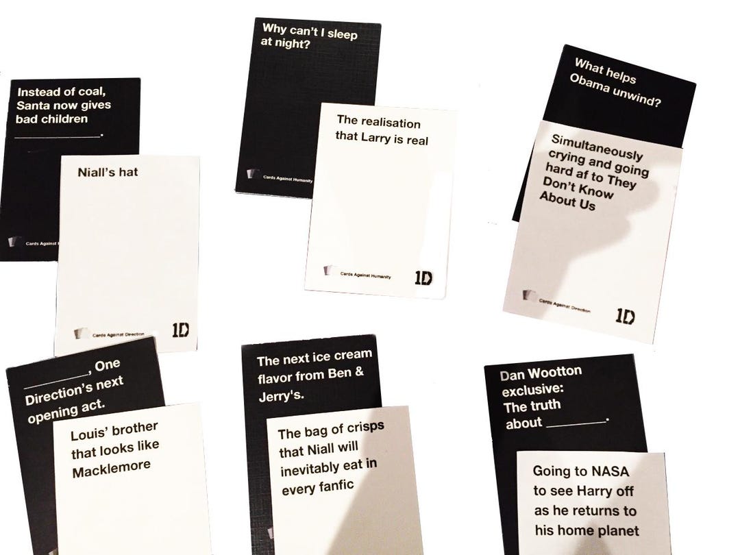 Cards Against One Direction, Card Games, Gifts for 1 Direction Lovers ...
