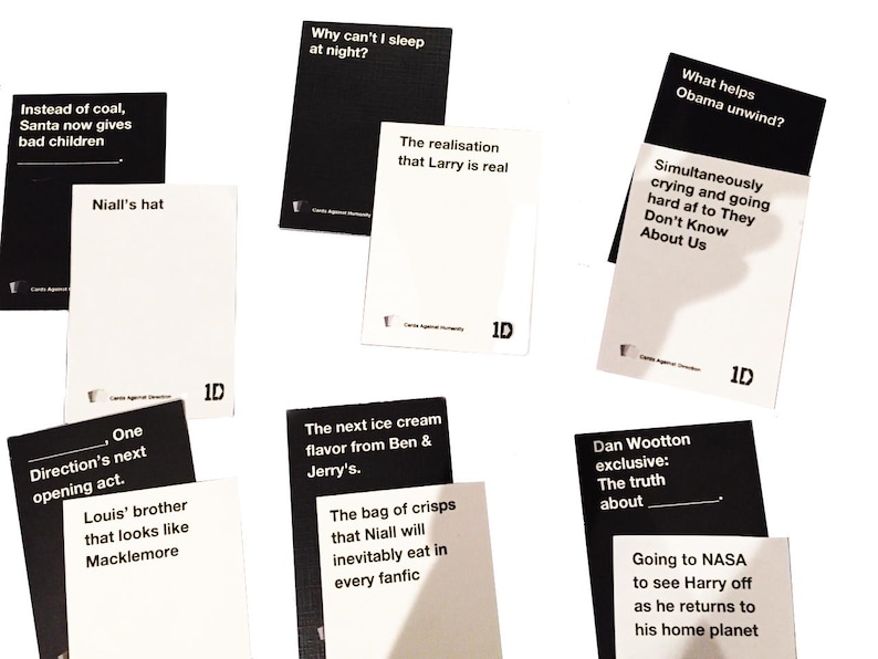 Cards Against One Direction, Card Games, Gifts for 1 Direction Lovers ...