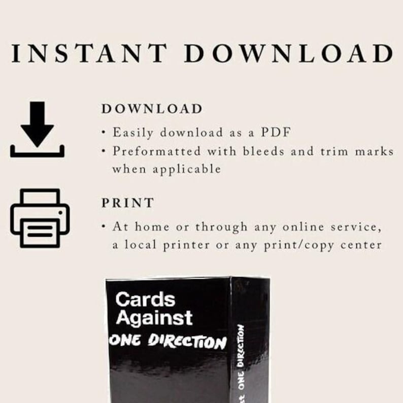 Cards Against One Direction, Card Games, Gifts for 1 Direction Lovers ...