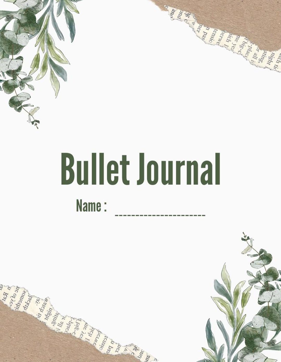 DIGITAL Green Leafy Theme Bullet Journal - Etsy