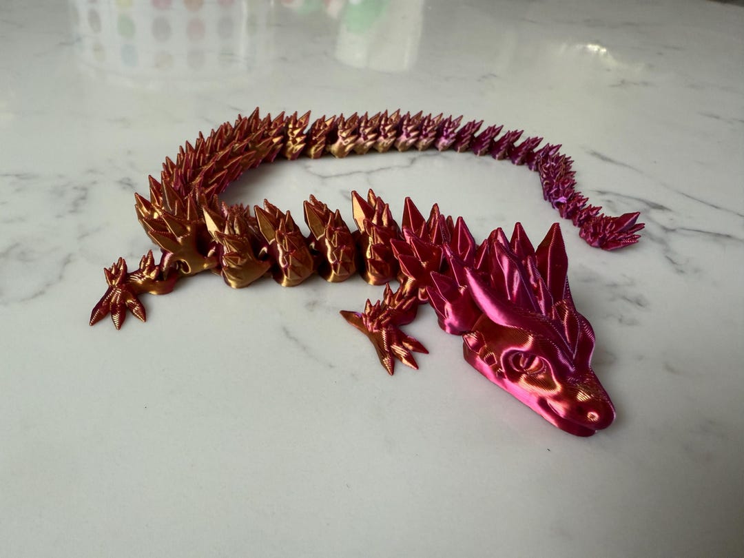 3D Printed Articulated Dragon Fidget Toy Crystal Flexible Dragon - Etsy