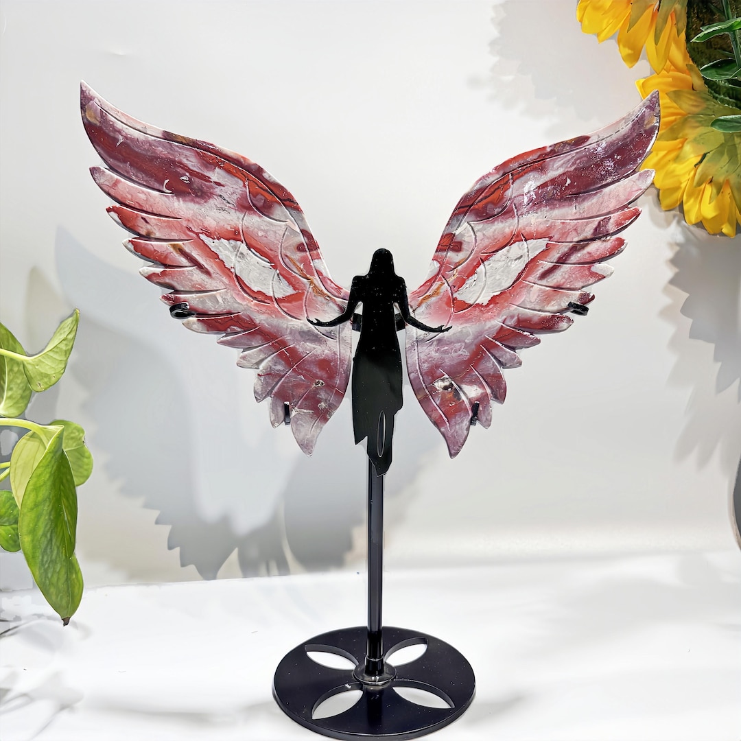 10" Natural Mookaite Angel Wing,big Crystal Wings Carving,crystal ...