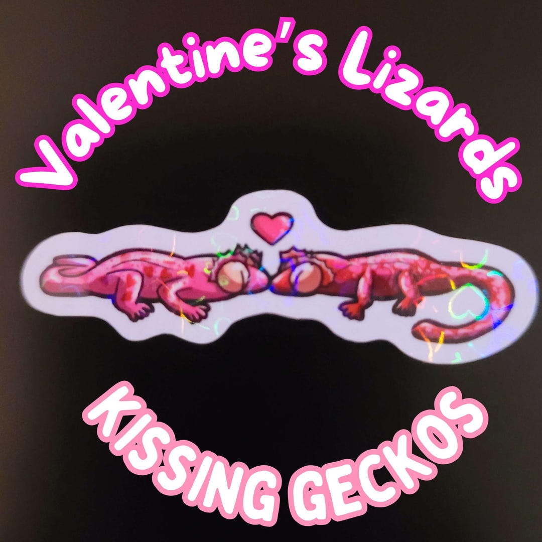 Valentine's Day Lizard Sticker Geckos Kissing, Cute Romantic ...