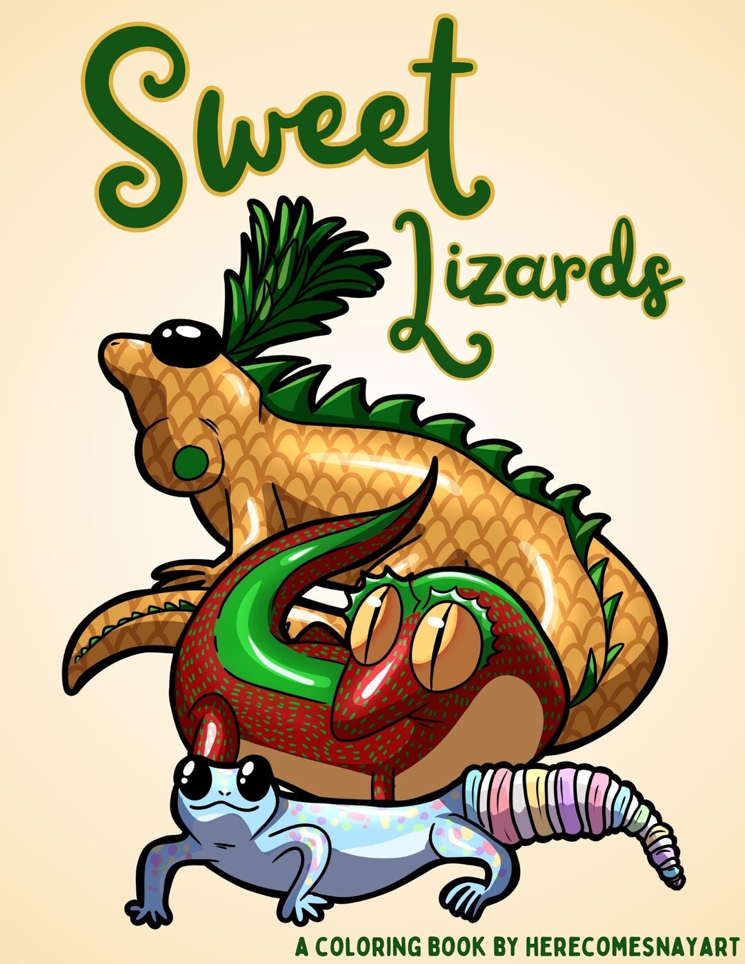 Sweet Lizards PRINTABLE Coloring Book for Adults and Children, Lizards ...