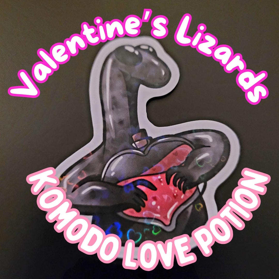 Valentine's Day Lizard Sticker Monitor Love Potion, Cute Romantic ...