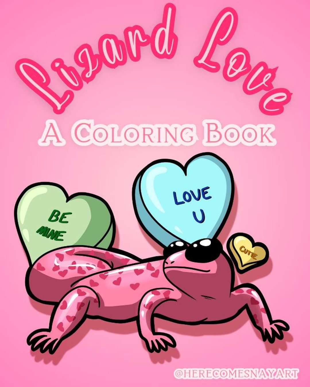 Digital Lizard Coloring Book for Reptile Lovers, Valentine's Day ...