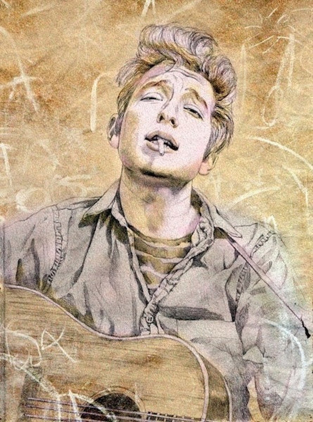 Bob Dylan-portrait of a Young Poet, Print From Original Drawing ...