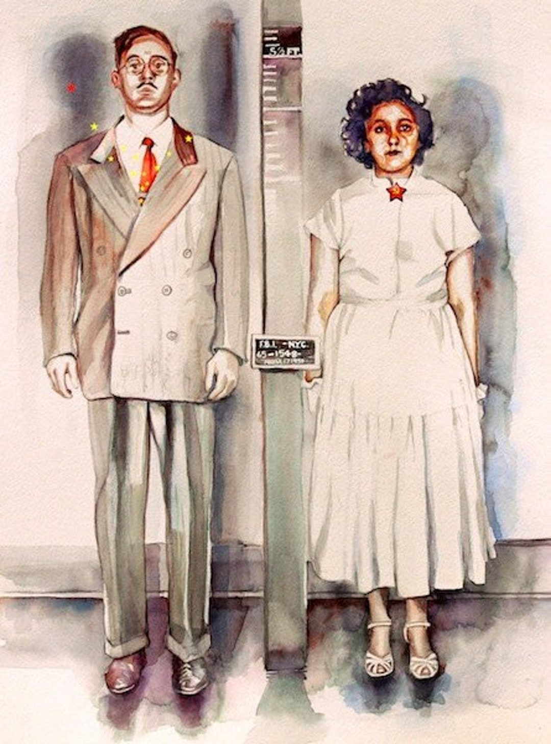 Ethel and Julius Rosenberg, Watercolor, Historical Art Painting, Custom ...