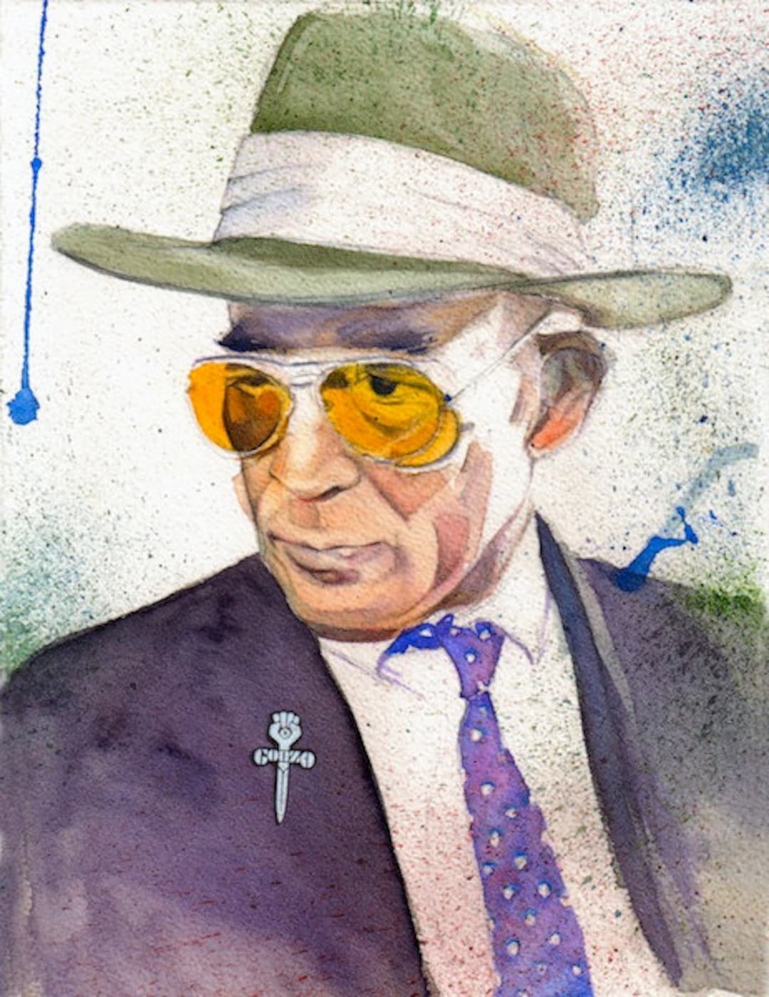 ART Print From Original Watercolor- Hunter Thompson- Art Custom ...