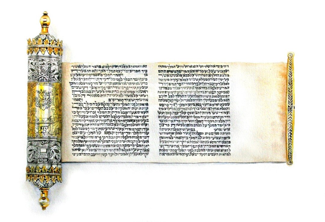 Judaica, Book of Esther, Purim, Scroll, Watercolor, Print of Original ...