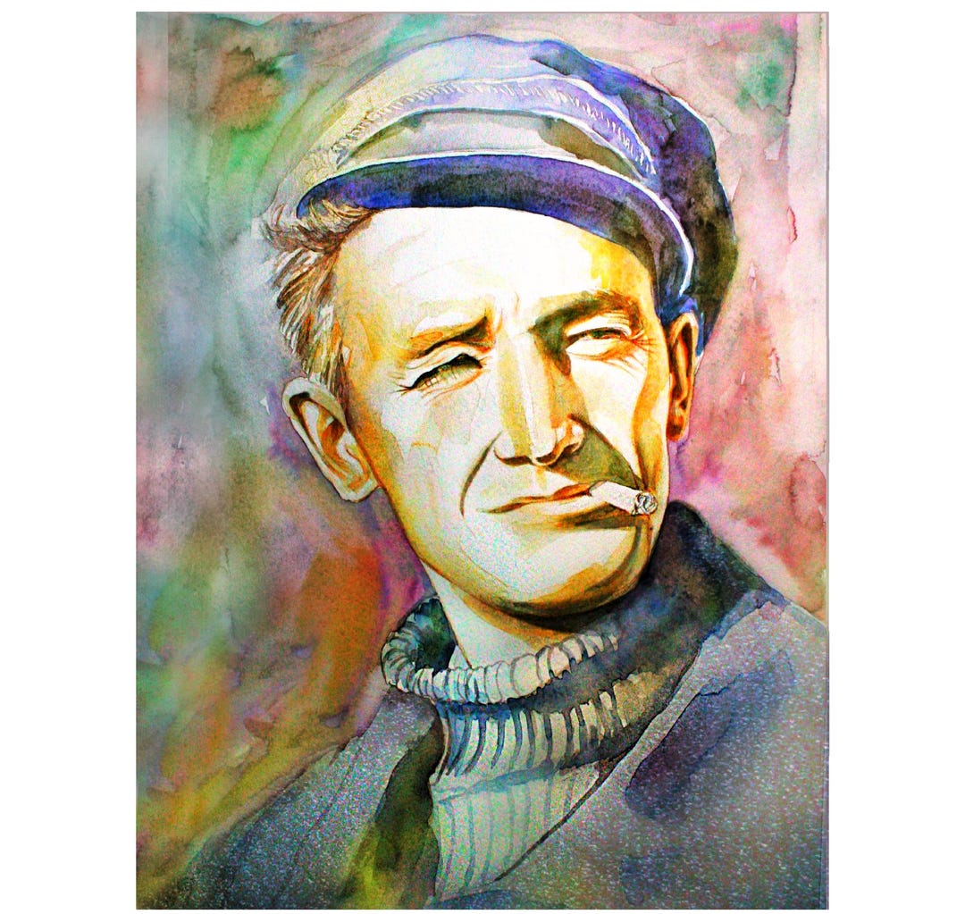 Watercolor Portrait, Woody Guthrie, Art Watercolor Painting, Custom ...