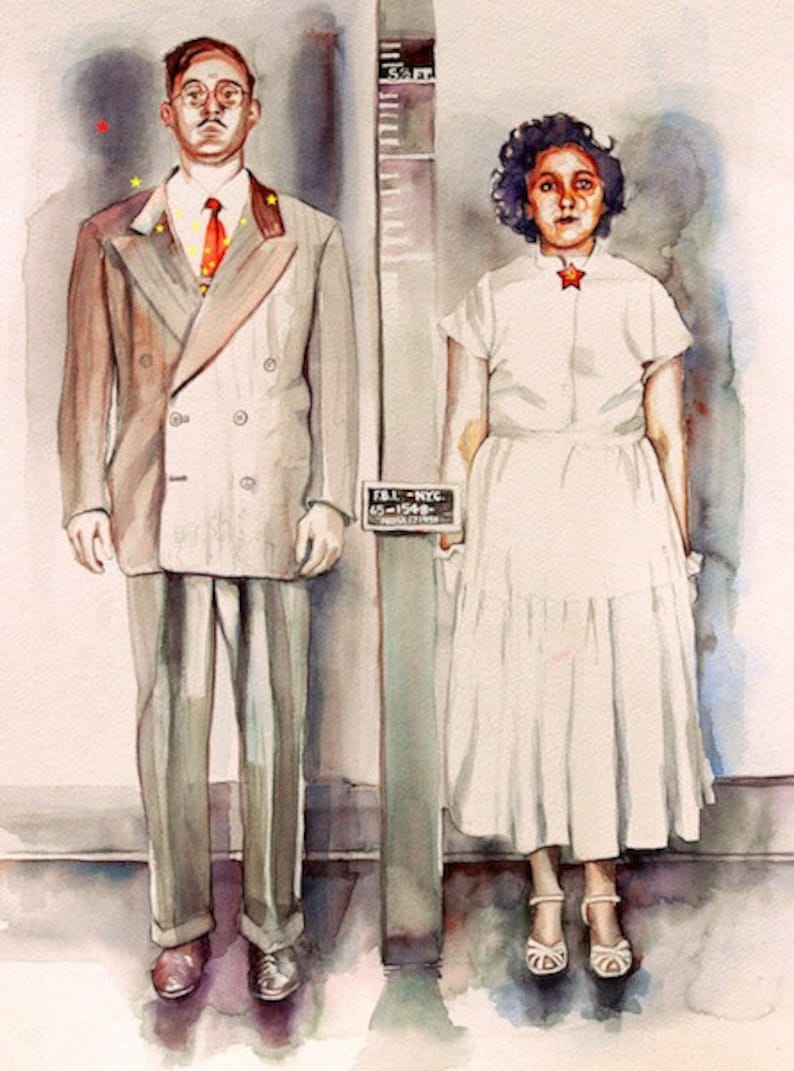 Ethel and Julius Rosenberg Watercolor historical art | Etsy