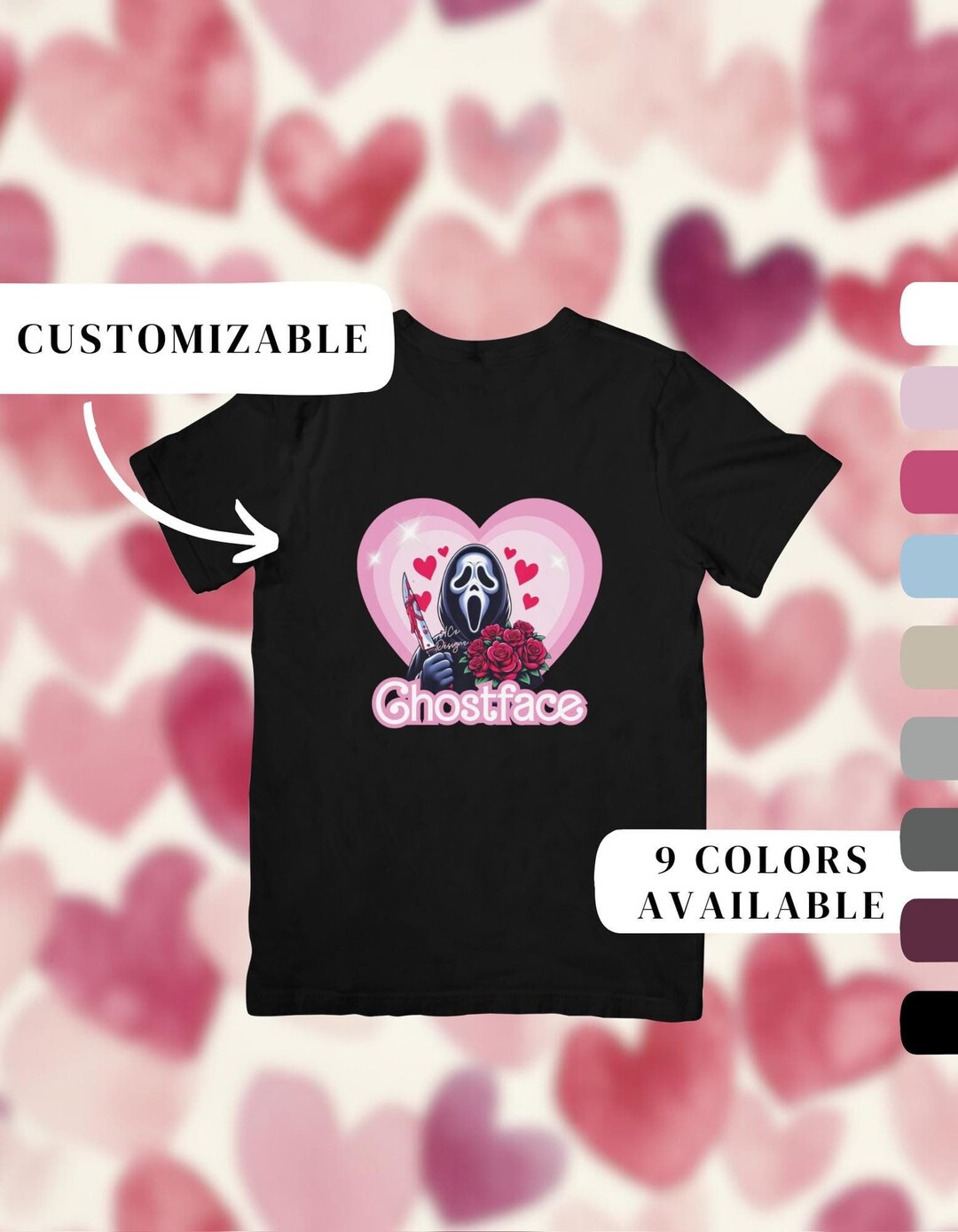 Horror Crewneck T-shirt Scream Ghostface Perfect Saint Valentine Gift for Horror Lover ...