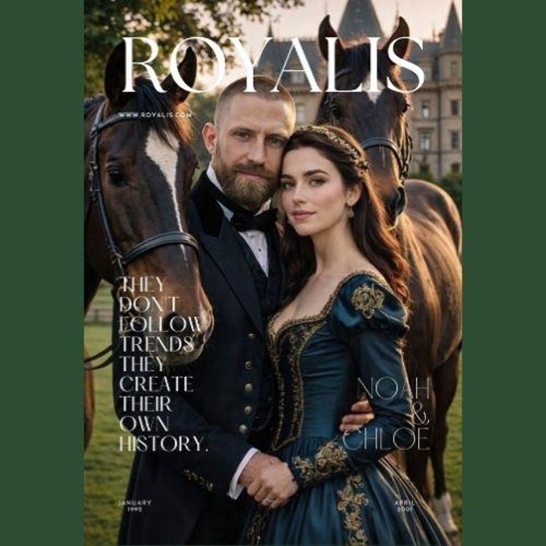 Personalized Royal Wedding Magazine Cover | Luxury Couple Artwork - Etsy