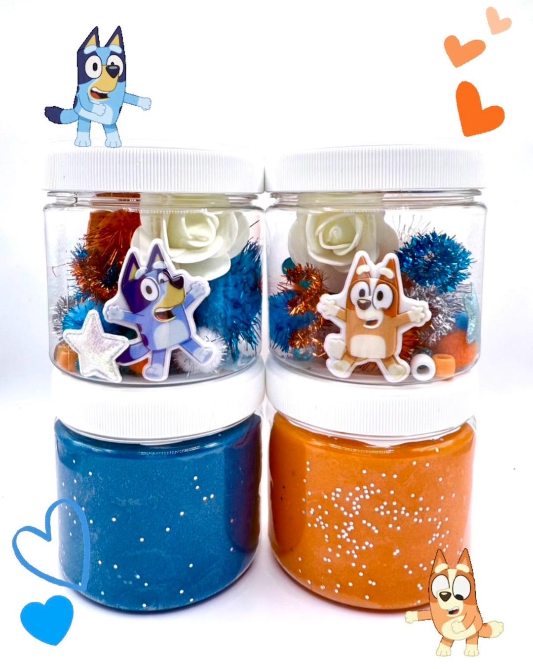 Bluey Playdough Jars, Bluey & Bingo, Play Dough Kit, Girl Boy Party ...