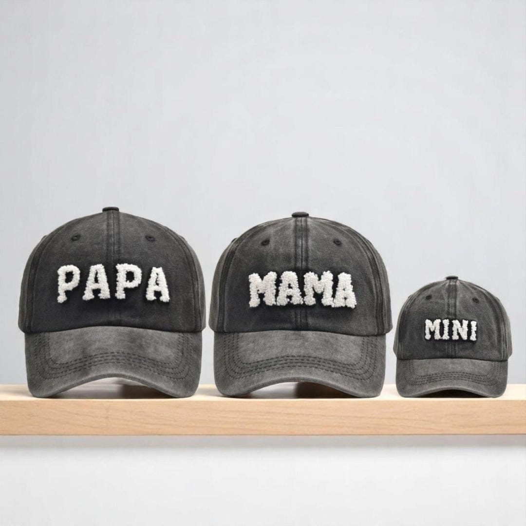 Embroidered Family Matching Hats, Papa Mama Mini Hat Set, Cute Dad Mom ...