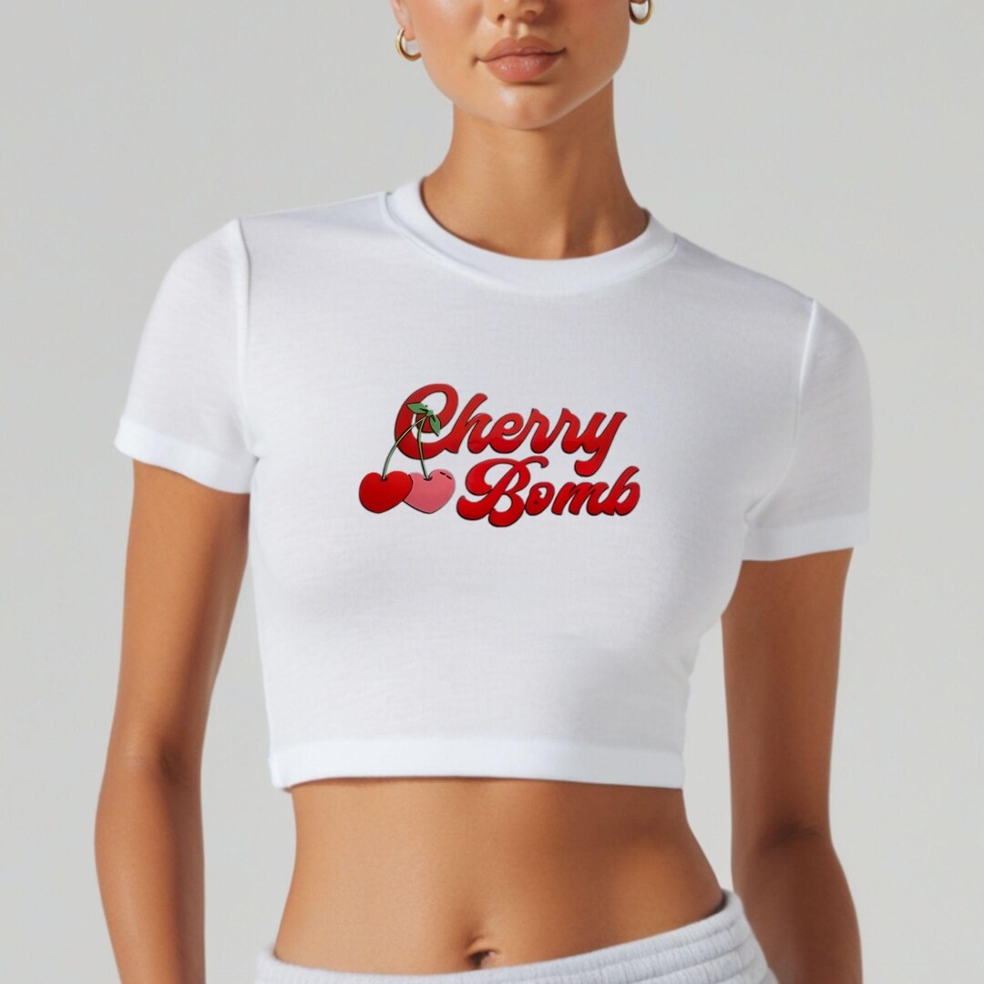 Cherry Graphic Baby Tee, Aesthetic Baby Tee Shirt , Cherry 90s Baby Tee ...