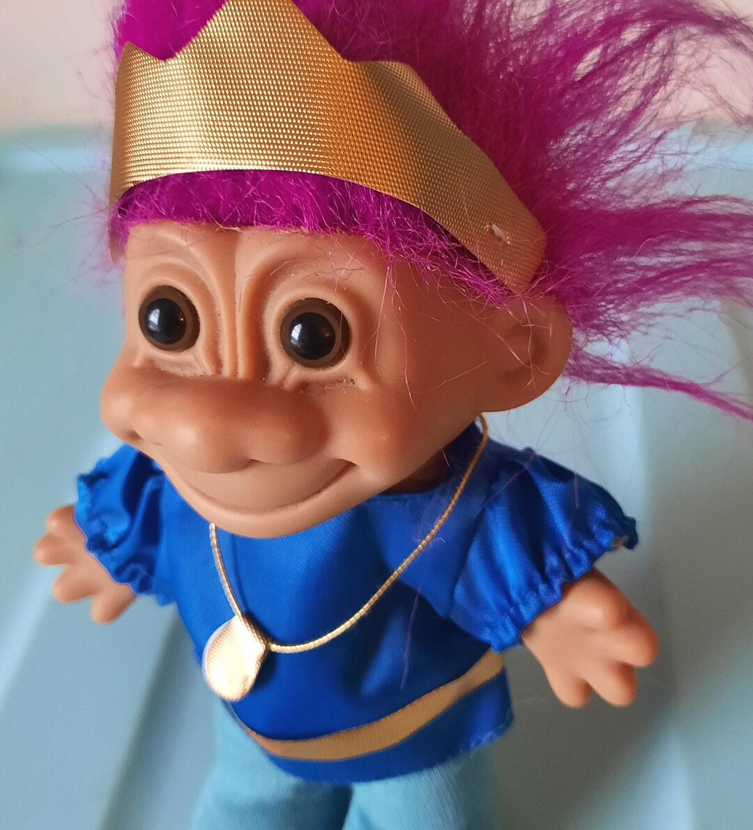 Vintage Russ Troll Doll 5" Medium Prince Charming Crown Purple Hair - Etsy